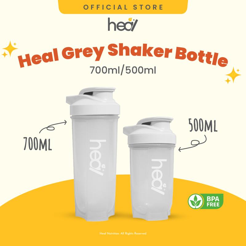 Heal Grey Shaker Bottle 700ml/500ml (Protein Shaker with Reusable ...
