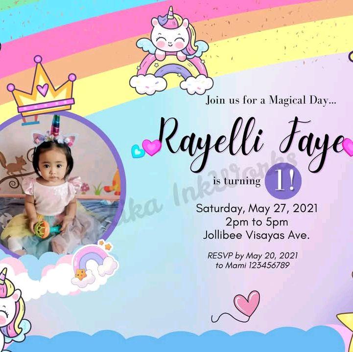 3R INVITATION CARD - Birthday, Baptism, Baby Shower, Gender Reveal ...