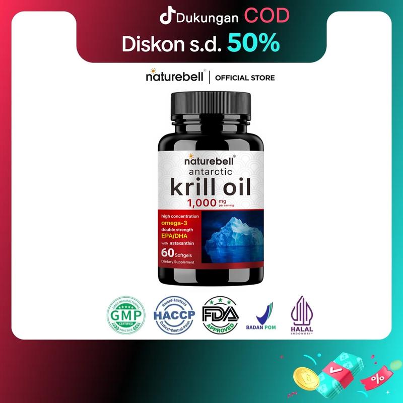 NATUREBELL Minyak Krill Antartika 1000mg - Bebas Gluten, Soy, dan ...