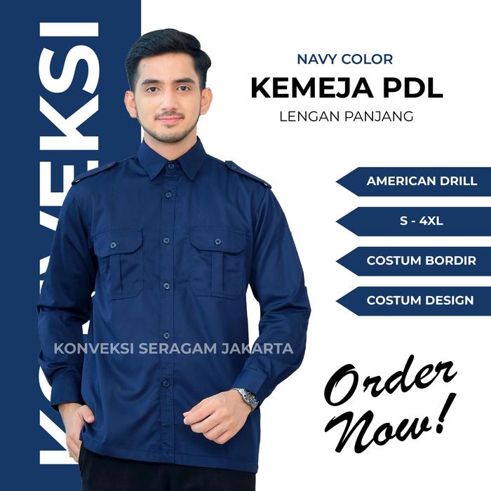 Promo PDL Baju Kemeja Seragam Kerja Pakaian Dinas Lapangan Navy Bisa ...