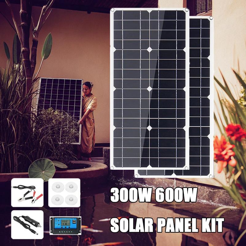 Flexible 300W 600W Solar Panel Kit - 12V Charger with 100A Controller ...