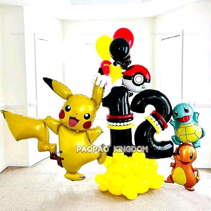 Jual PAKET BALON POKEMON PIKACHU JUMBO ANGKA HITAM 80cm - PIKACHU LOGO ...