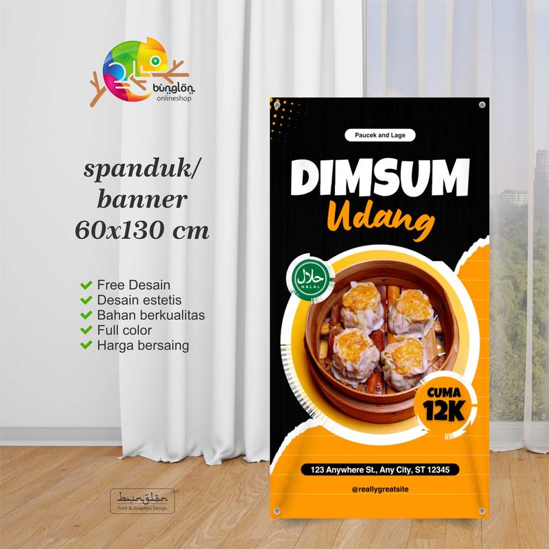 Spanduk Banner Hitam & Kuning Minimalis Promosi Makanan Dimsum - Shop ...