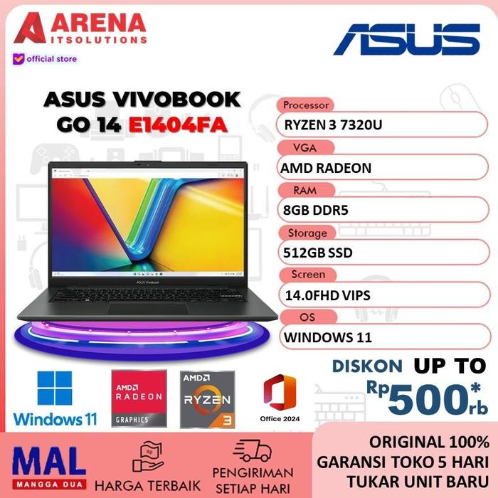Jual ASUS VIVOBOOK GO 14 E1404FA RYZEN 3 7320U RAM 8GB SSD 512GB 14.0 ...