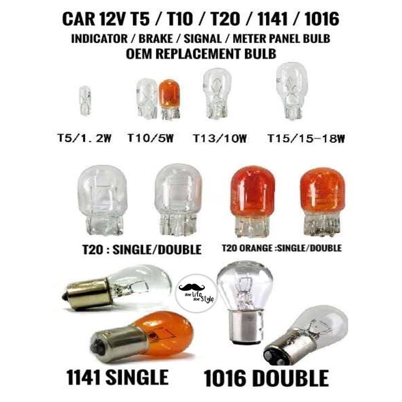Universal Car Halogen Bulb - T10 / T15 / 1141 / 1016 / T20 Automotive ...