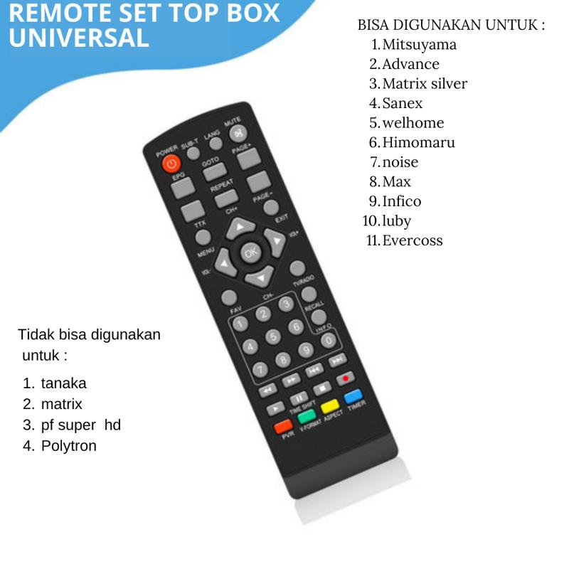 REMOTE SET TOP BOX UNIVERSAL REMOTE DVB-T2 REMOTE UNIVERSAL REMOT ...