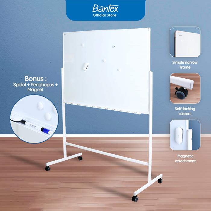 Promo Bantex Papan Tulis / Whiteboard 90x120 cm Magnetik Stand Roda ...