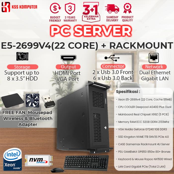 Jual PC SERVER / Komputer XEON E5 2699 V4 + NVME 1TB + ECC 64GB + RTX ...