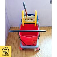 Jual Double Bucket 34L Plastik Trolley Press Mop With Wringer Ember ...