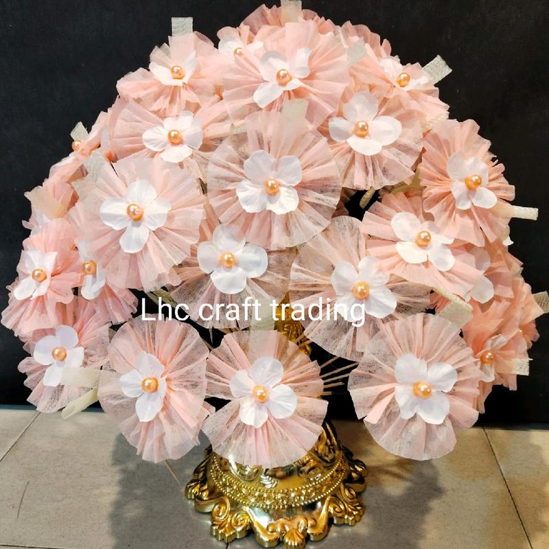 BTS17 Bunga telur /manik pearl+bunga kecil(50batang) Handmade Bahan ...