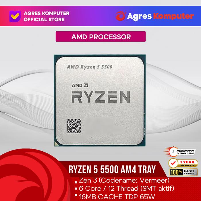 Promo AMD CPU PROCESSOR RYZEN 5 5500 (6C/12T + 3.6-4.2GHZ) 16MB CACHE ...