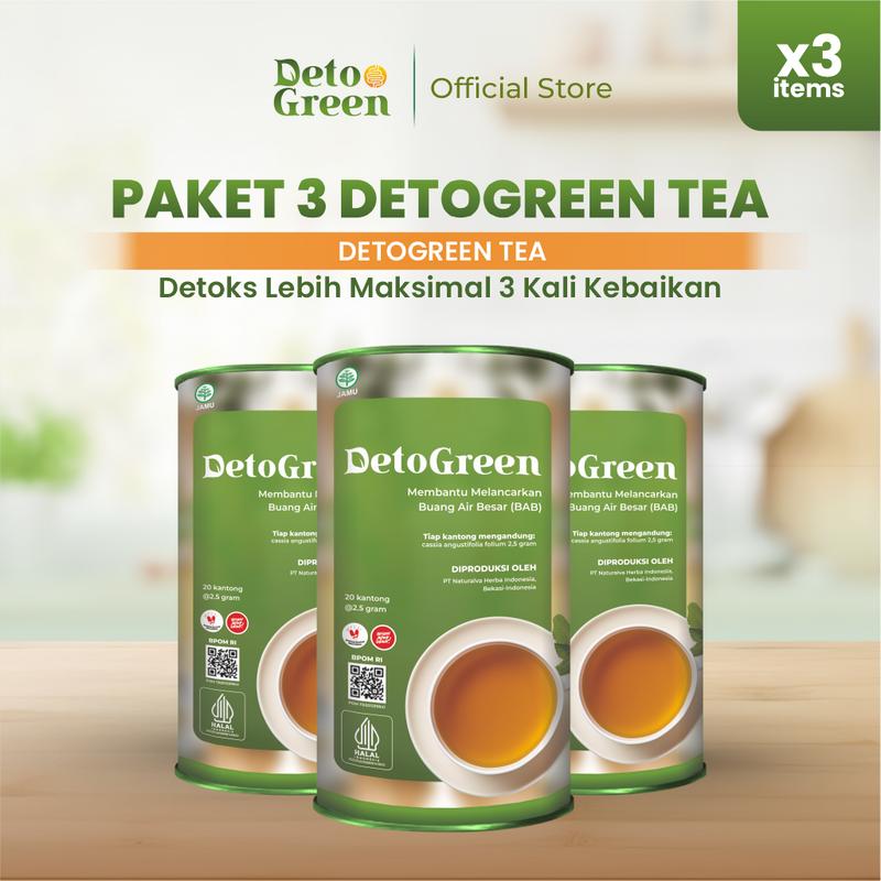 Detogreen Tea Paket 3 PCS Minuman Teh Herbal 50 Gram Bisa campur Air ...