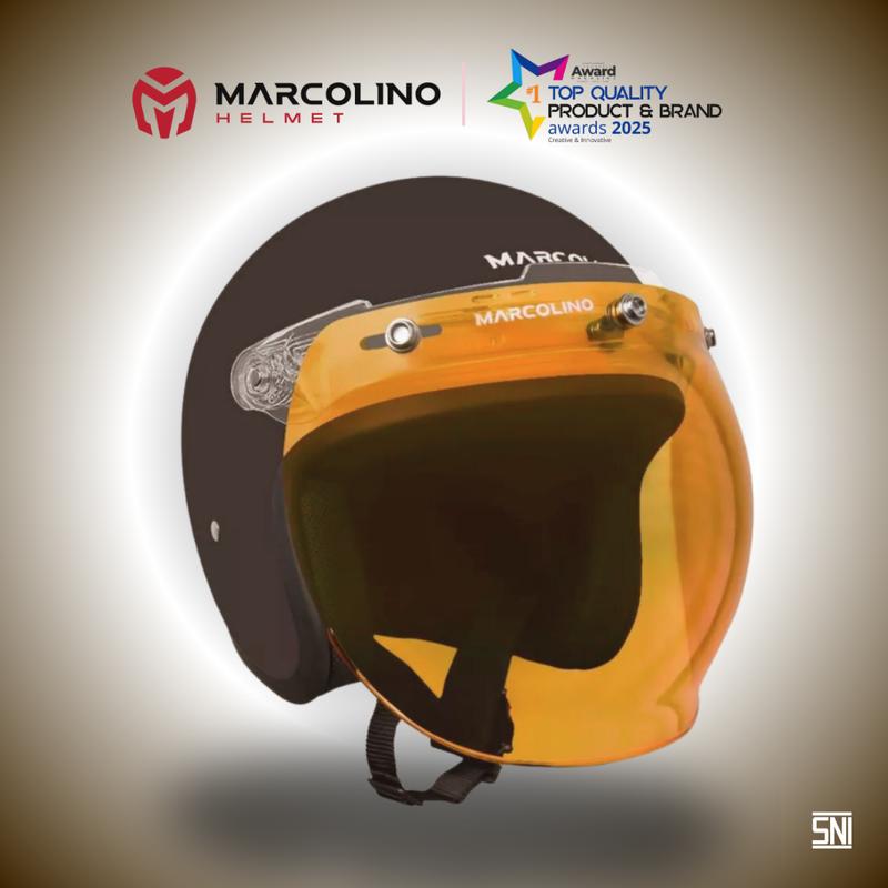 [ Dark Choco With Visor ] Helm Bogo cowok pria keren Marcolino Glossy ...