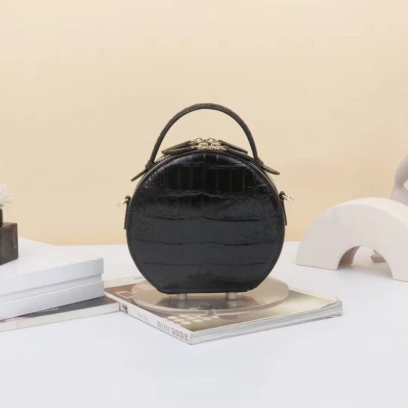 Round pancake bag, crocodile leather handbag for women - TikTok Shop ...