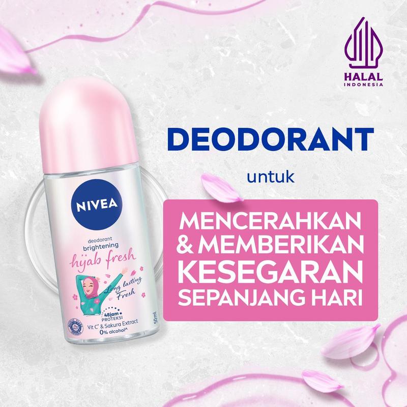 NIVEA Deodorant Antiperspirant Roll On Brightening Hijab Fresh 25ml ...