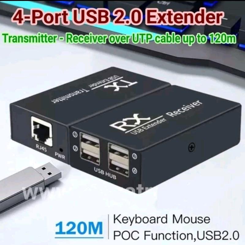 USB 2.0 Extender over LAN UTP cable Cat5e/6 RJ45 - 4 USB port - jarak ...