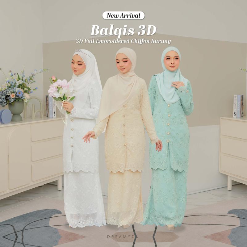 Balqis 3D Full Embroidered Sulam Chiffon Modern Baju Kurung - TikTok ...