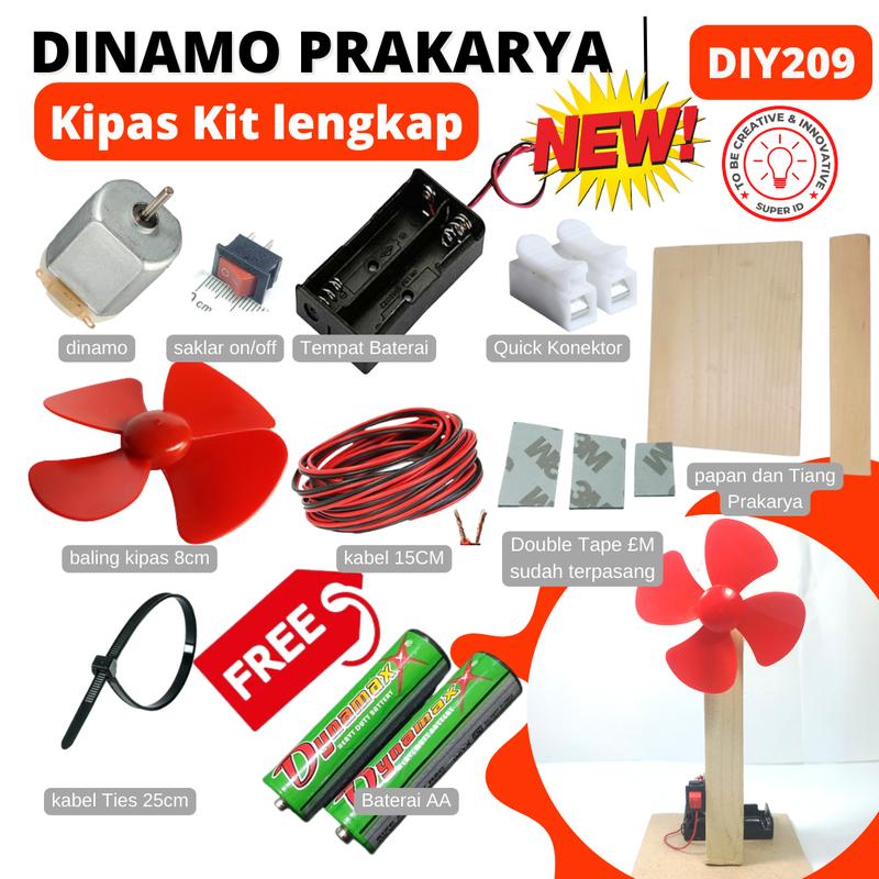 KDS-001 Diy Kit edukasi rangkaian dinamo kipas angin mini kipas - Shop ...
