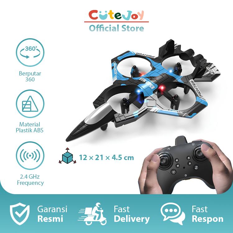 CUTE JOY Mainan Drone Remote Control Pesawat Tempur RC Terbang 360 ...