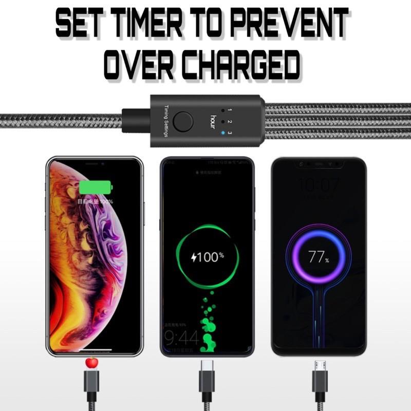 🇸🇬Set Timer Smart Cable Prevent Overcharge Auto Off Timer Nylon ...