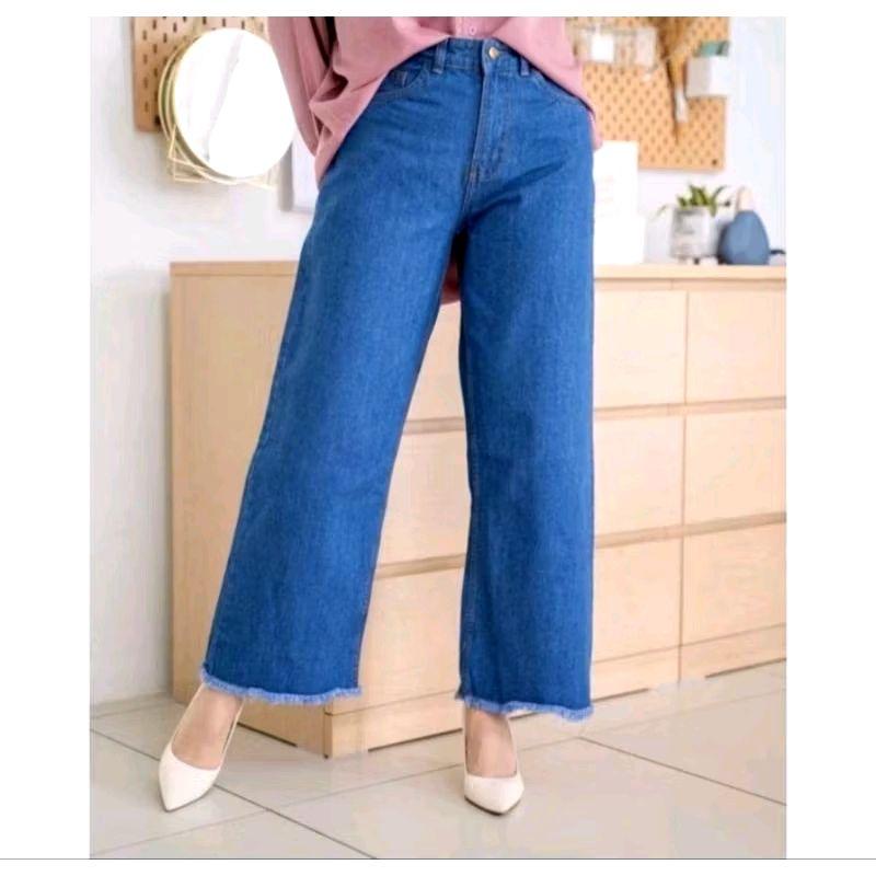 Dewasa girl denim jeans plazoo Blue blue batton seluar begi (26-36 ...