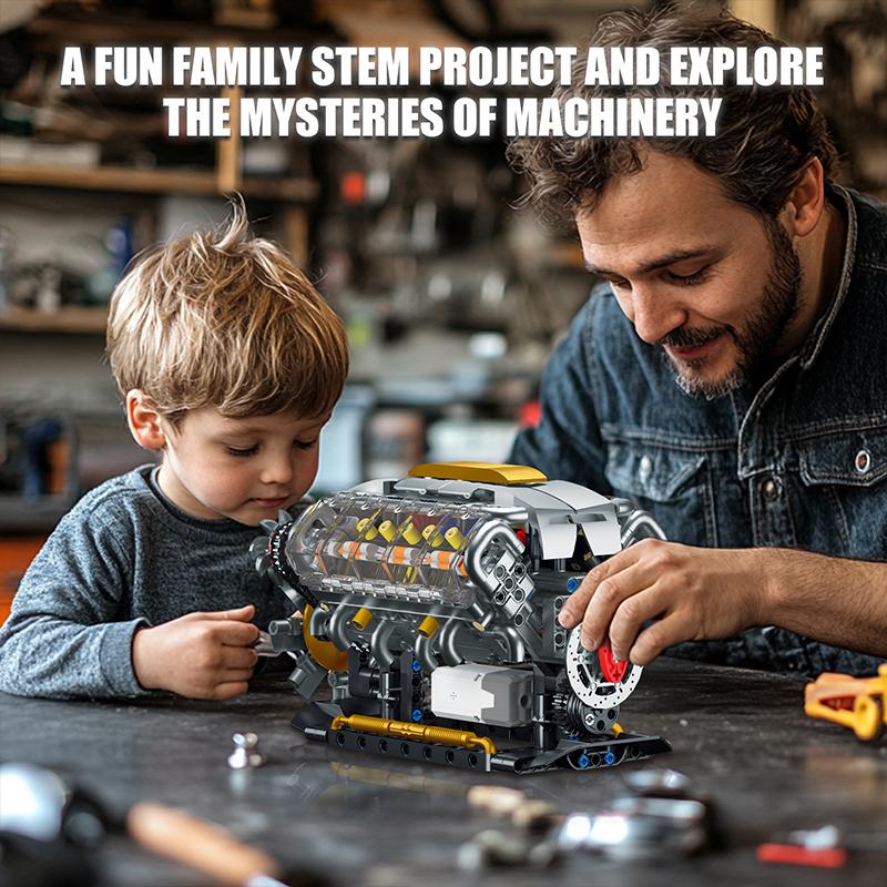 MOC Technik Electrically Driven V8 Engine Model Car Building Blocks Set ...