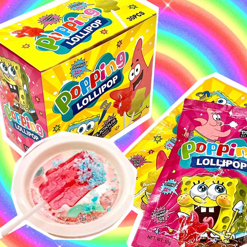 SpongeBob Popping Lollipop Bomb Popping Candy Fruit Flavour 30pcs/box ...