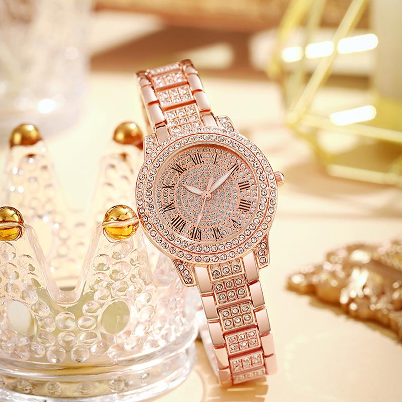 Jam tangan bergaya untuk wanita, corak Rom, Emas mawar, penuh - TikTok ...