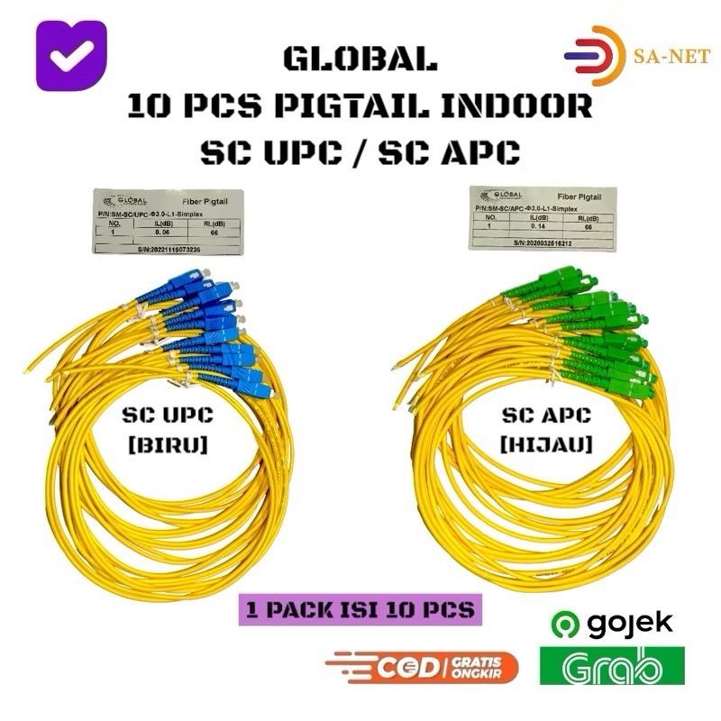 10 PCS GLOBAL PIGTAIL SC UPC | SC APC - KABEL FIBER OPTIK PIGTAIL ...