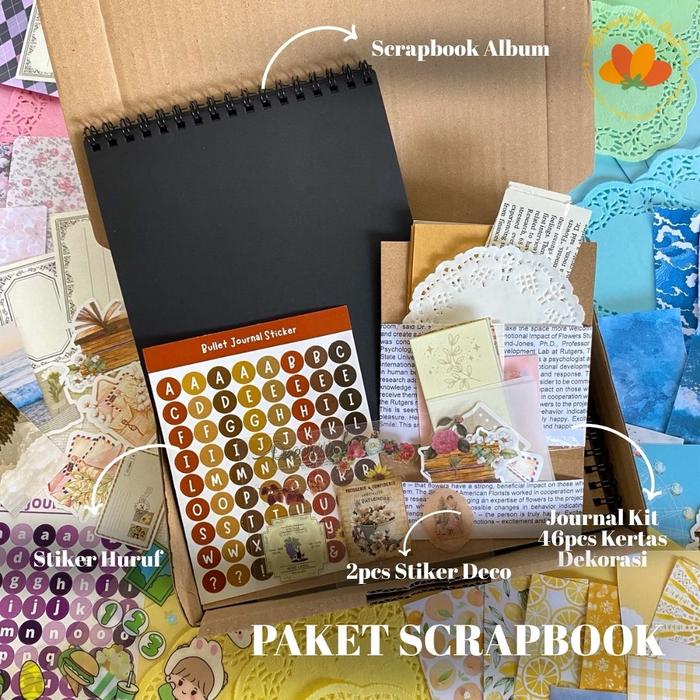 Jual PAKET SCRAPBOOK & ISI LENGKAP HARDCOVER A5 (15x21cm) kertas decor ...