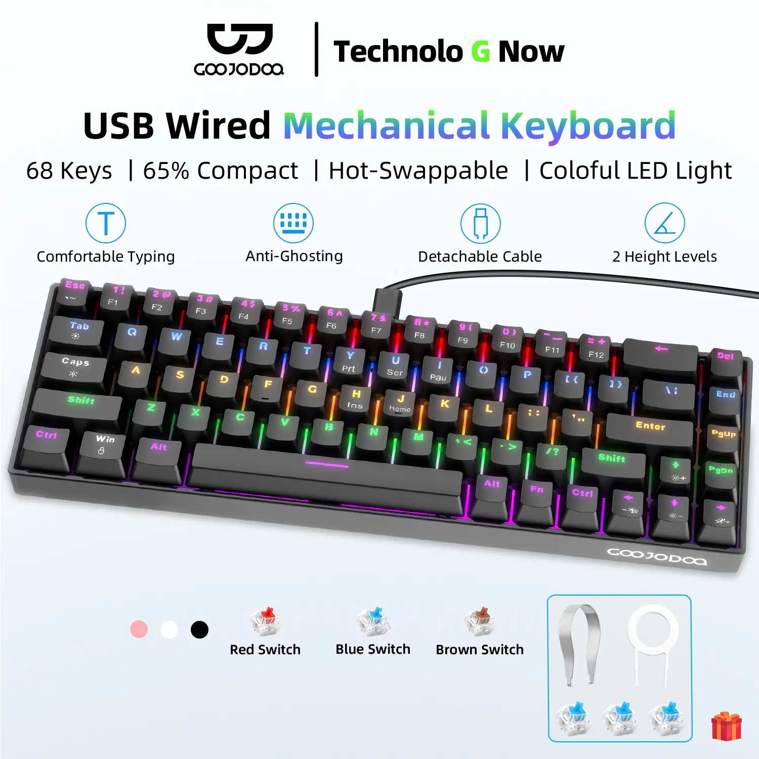 【GOOJODOQ】NEW 68-Key mechanical keyboard . a reliable tool for work and ...