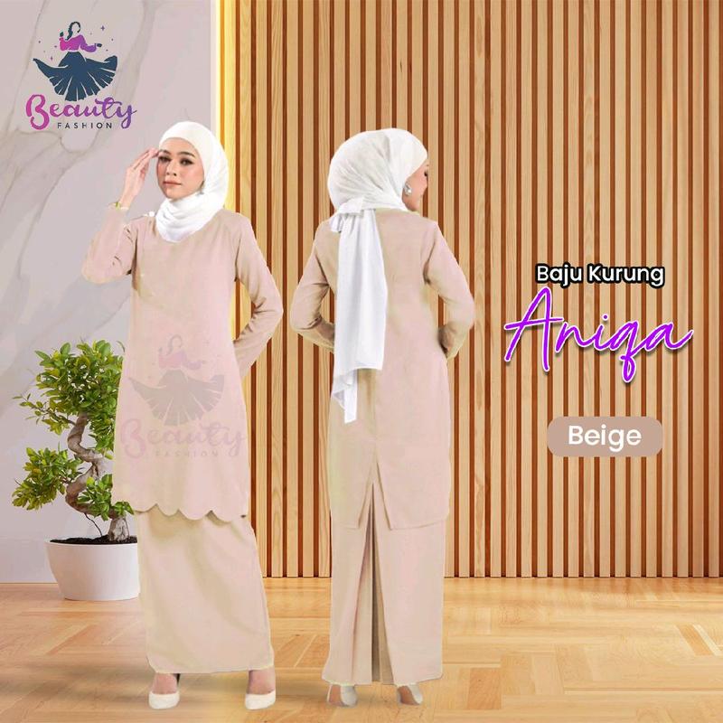 Beauty Fashion Baju Kurung Aniqa Hot Style Dimond Kain Beige - TikTok ...
