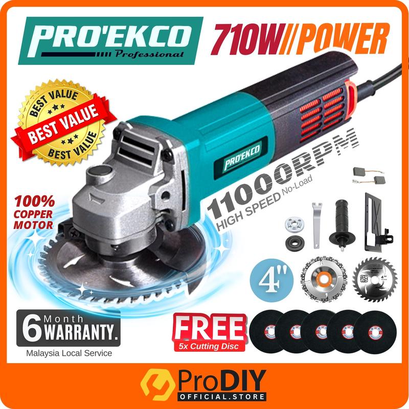 PRO' EKCO EK-AG060 100mm 4 Inch Angle Grinder 710W 220V Cutter - TikTok ...