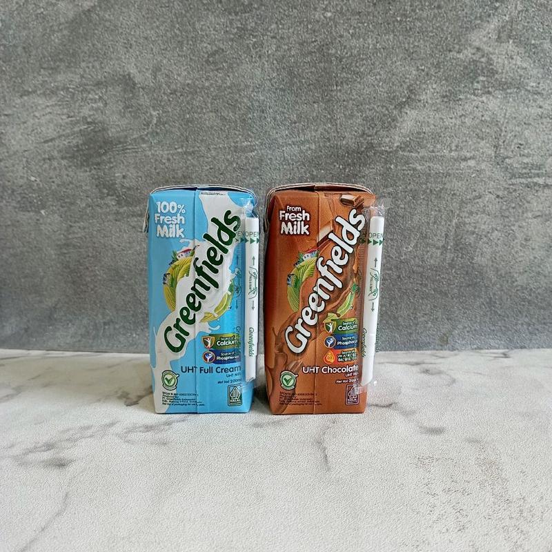 GREENFIELDS UHT SUSU SEGAR RASA FULL CREAM / COKELAT / STROBERI 200 ML ...