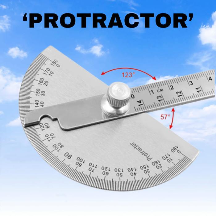 Penggaris Busur Derajat stainless steel Protractor 180 degree - Shop ...