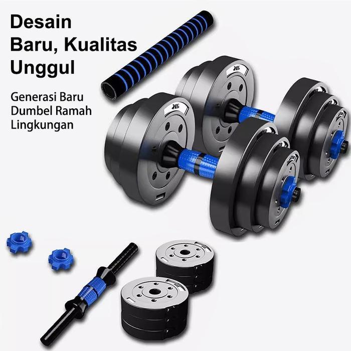 Jual Dumbbell Barbell 5 in 1 Set Adjustable 10-20kg - Alat Fitness Home ...
