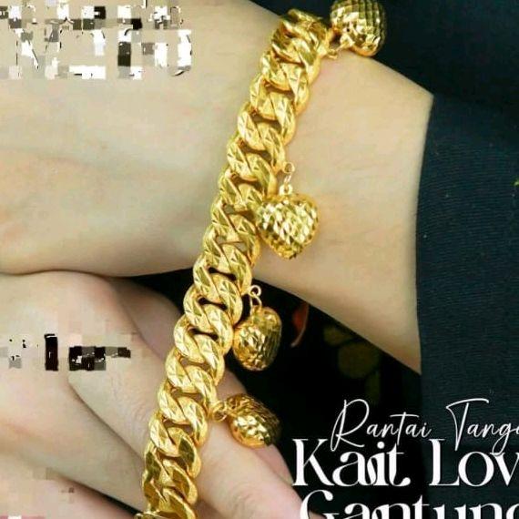 gelang lipan benson juntai love,L 1,2cm ( kuningan ) - Shop | Tokopedia