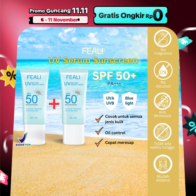 FEALI Serum Sunscreen SPF 50+ PA+++ Skincare Sunblock 60ml Untuk Skin ...