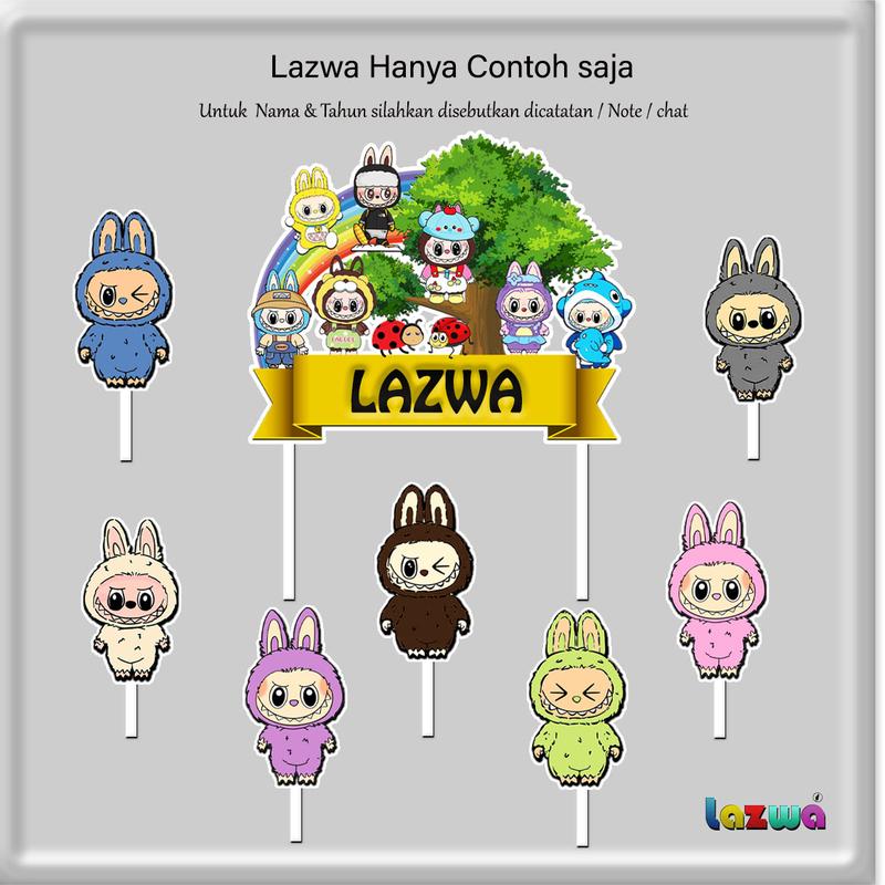 Topper cake custom nama labubu hiasan kue & buket - Shop | Tokopedia