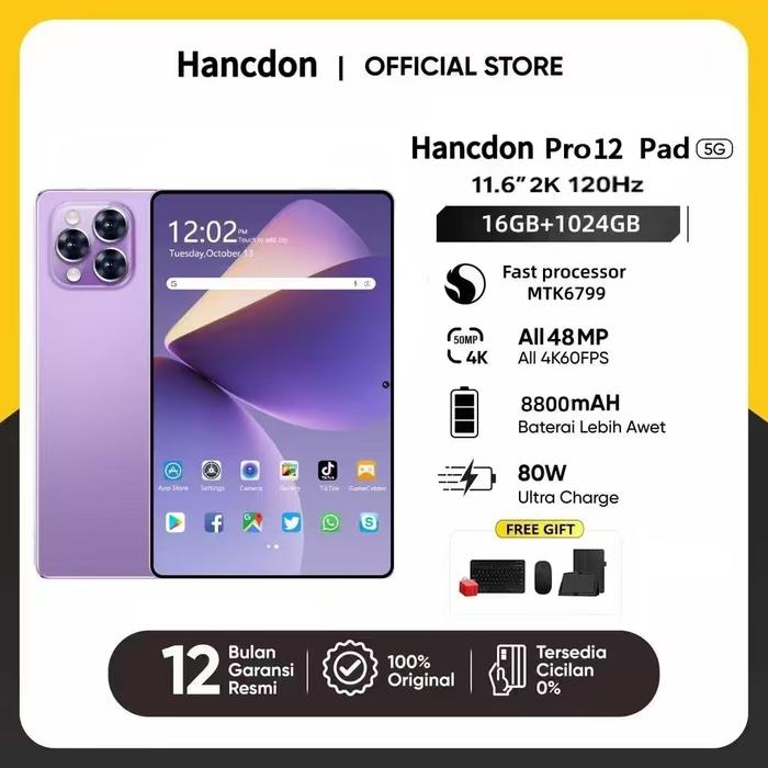 Promo 【Bisa COD】 Hancdon Tab Pro12 Tablet PC Baru Android murah 11 ...