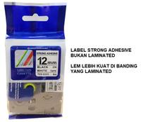 Jual Label Tape TZE 231 TZE231 compatible Brother 12mm Black On White ...