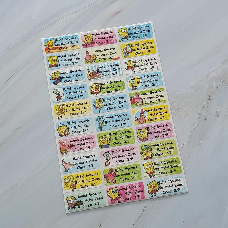 Children Waterproof Name Label Sticker Spongebob 3013 - TikTok Shop ...