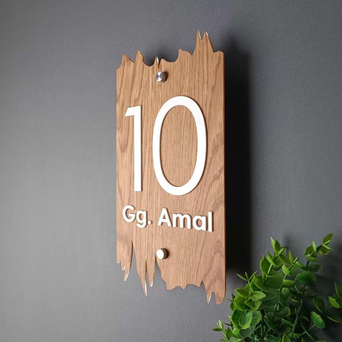 Jual Nomor Rumah Akrilik Motif Kayu Tulisan Timbul Akrilik Papan Alamat ...