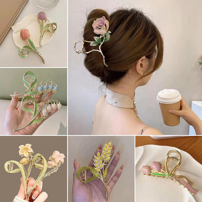 Jepit Rambut Bunga Tulip, Manis dan Alamiah, untuk Belakang Kepala ...