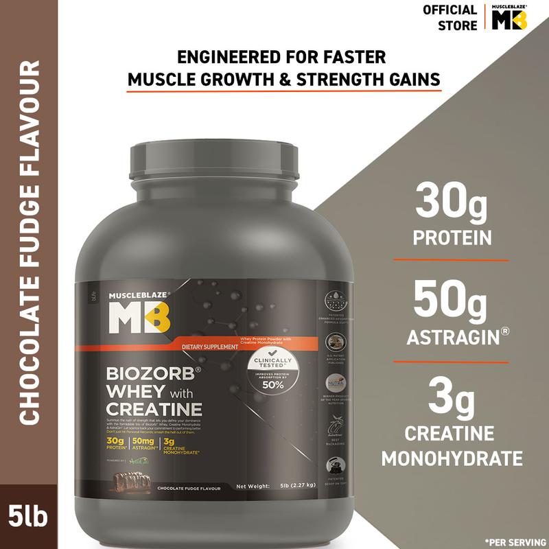 MuscleBlaze Biozorb Whey Protein with Creatine Monohydrate (Chocolate ...