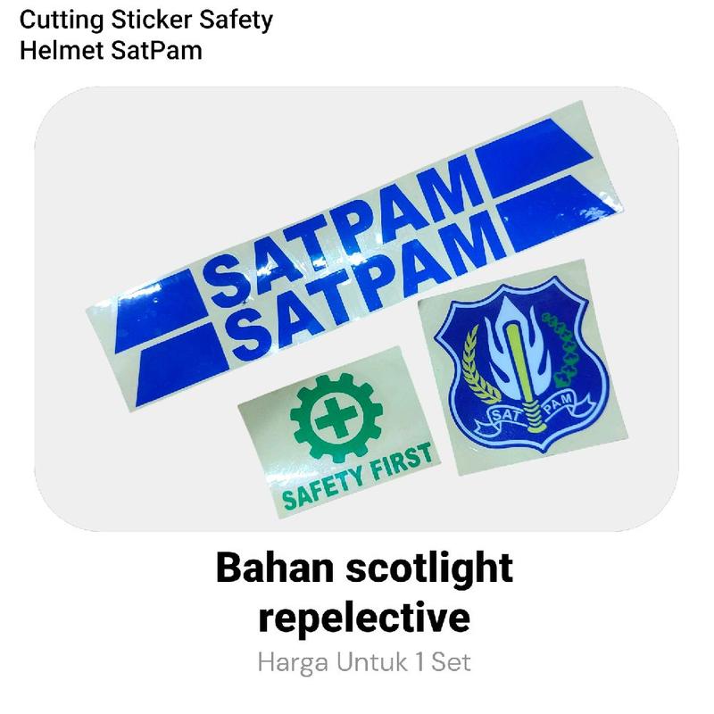Stiker Cutting safety helmet SatPam - Sticker k3 helm proyek 1set ...