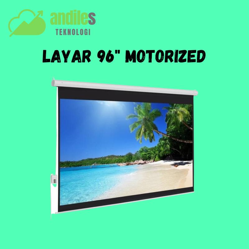 Layar 96" Motorized Wall Screen Projector/ Proyektor utk BenQ InFocus ...