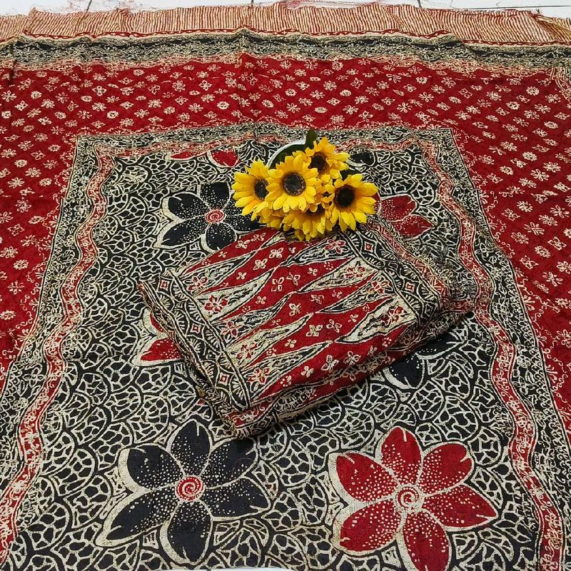 KAMEN BATIK CAP JUPRI PALEMBANG BAHAN VISCOS SEMI SUTERA SELENDANG ...