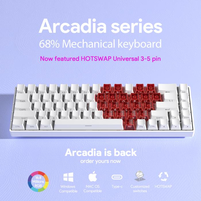 Promo ZIFRIEND TK68 68Keys RGB Mechanical Keboard Hot Swappable Type-c ...