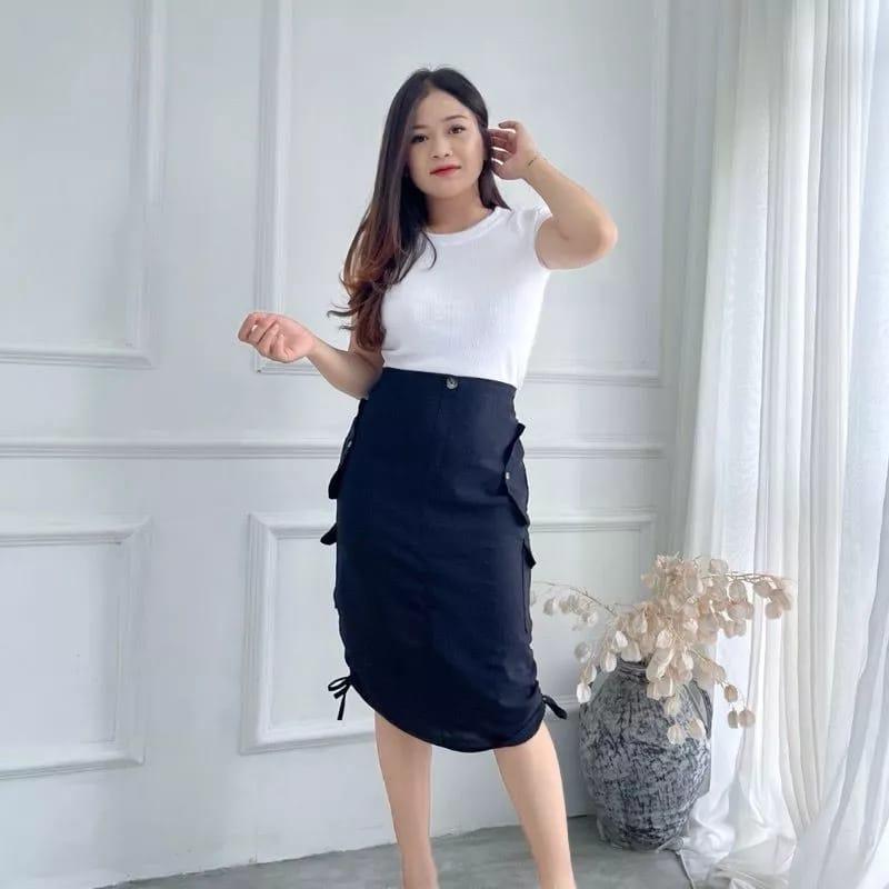 Rok Serut Samping Cargo Crinkle Airflow Bawahan Wanita Dewas - Shop ...